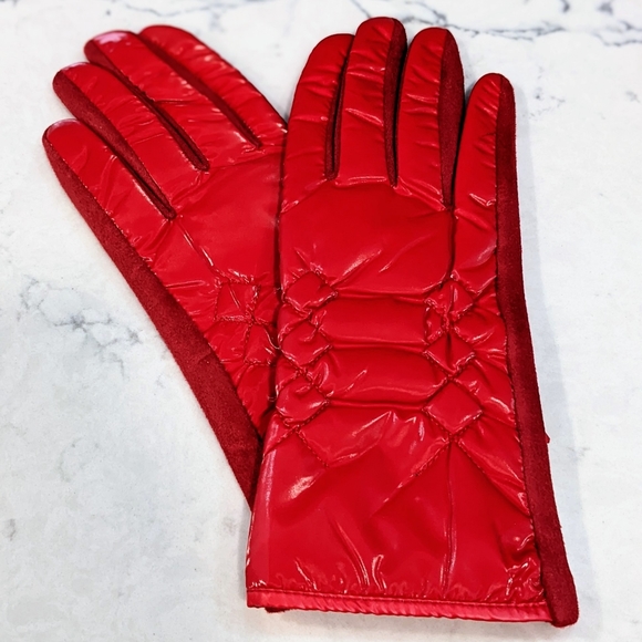 Koala and Kween | Accessories | Puffer Gloves Shiny Red New | Poshmark